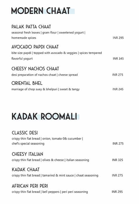 Menu at Indus Flavour Express, Delhi, 1