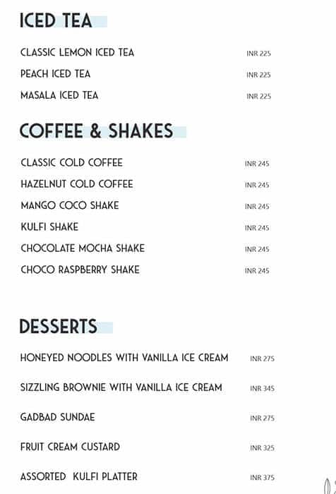 Menu at Indus Flavour Express, Delhi, 1