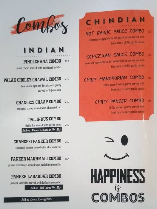 Menu at Indus Flavour Express, Delhi, 1
