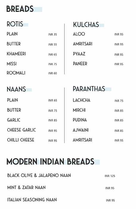 Menu at Indus Flavour Express, Delhi, 1