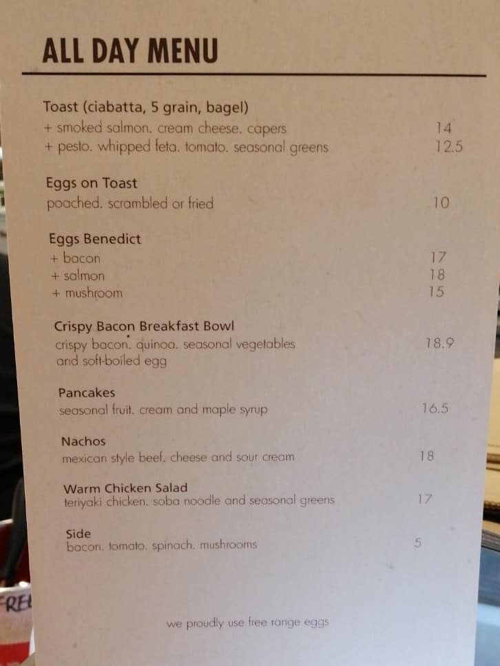 Menu at Sierra Cafe, Lower Hutt, Bunny St