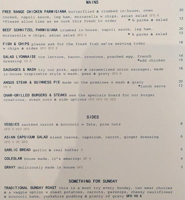 Menu at Prince Patrick Hotel pub & bar, Collingwood