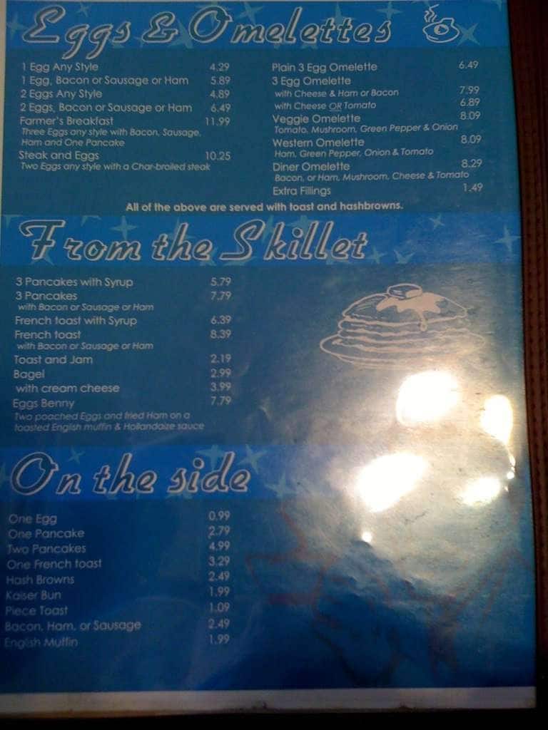 Menu at Route 99 Diner restaurant, Edmonton