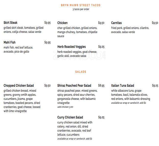 Menu at Bryn Mawr Breakfast Club, Chicago, W Bryn Mawr Ave