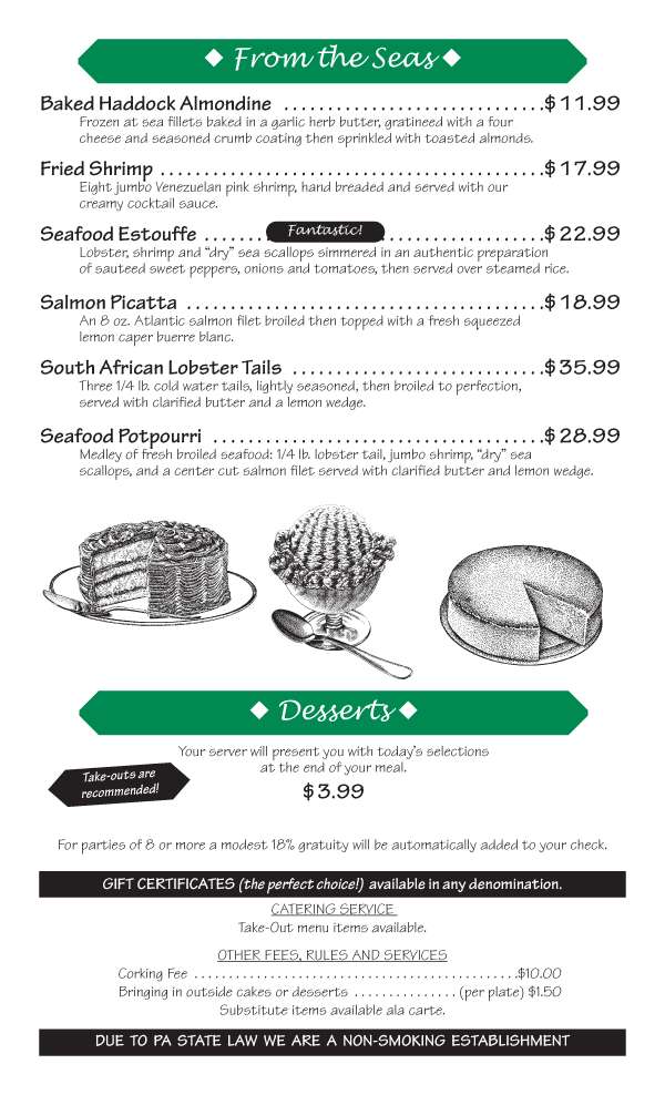 Menu at The Station Brake Cafe, Wilmerding