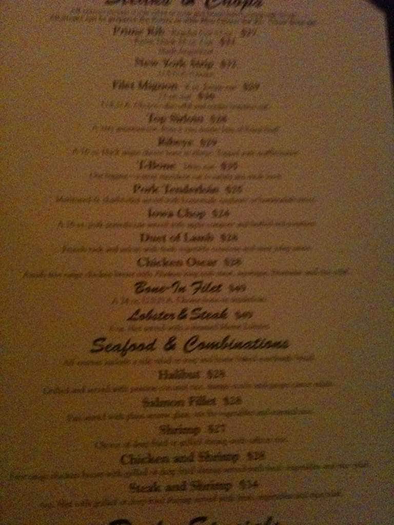 Menu at Delaney's Steak Seafood Wine steakhouse, Madison