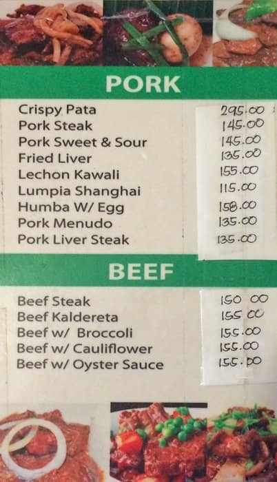 Menu at May Abuhan restaurant, Cebu City, F Llamas St