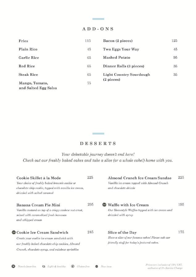 Menu at Nono's restaurant, Makati, H269+36J