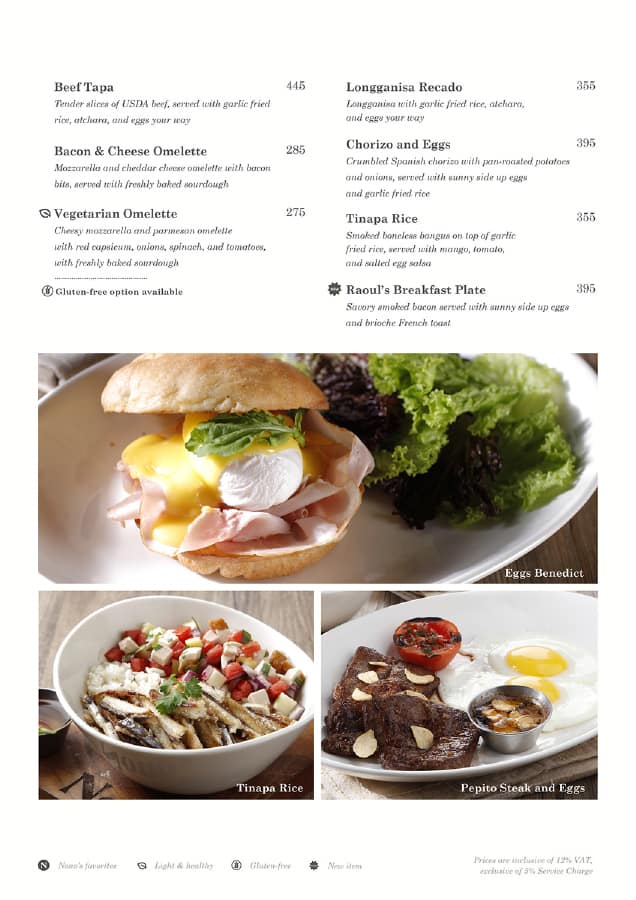Menu at Nono's restaurant, Makati, H269+36J