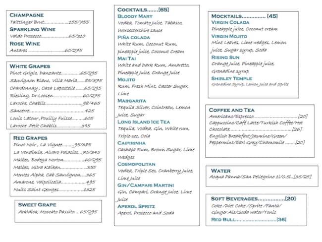 Menu at Fairmont Fujairah Beach Resort restaurant, Dibba Al Fujairah