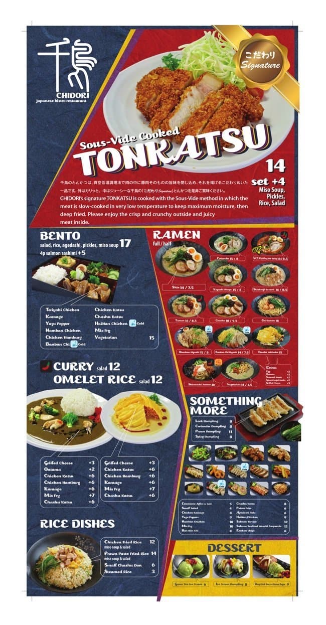 Menu at Chidori Japanese Bistro restaurant, Crows Nest