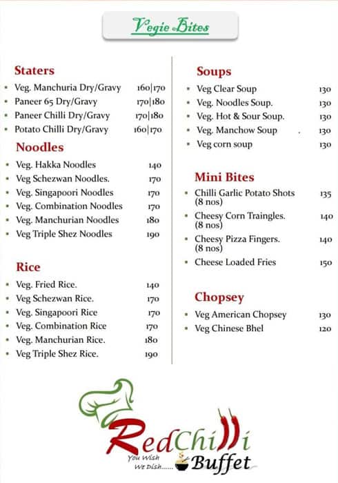 Menu of Red Chilli Buffet, Balewadi, Pune