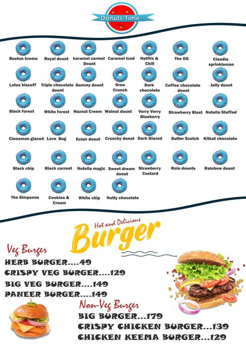 Menu of Donuts Time, Phase 7, Mohali