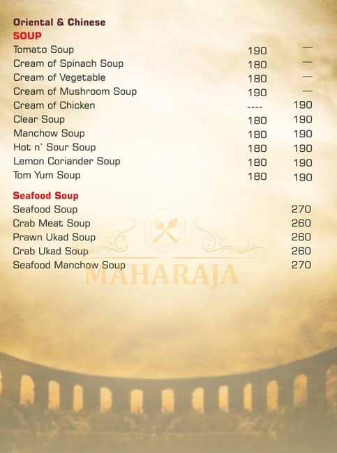 Menu of Maharaja Fine Dine, Ulwe, Navi Mumbai