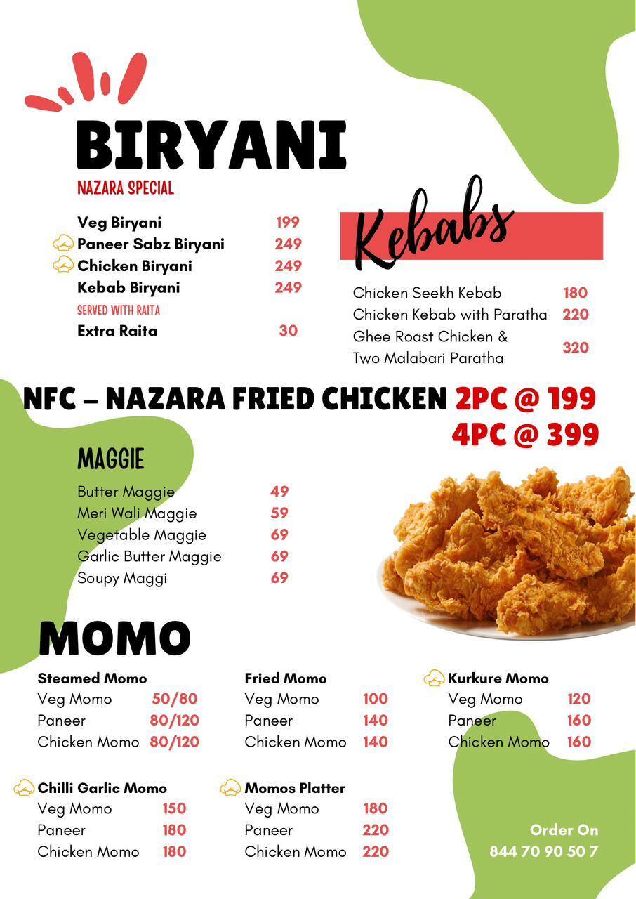 Menu of Nazara Rooftop & Cafe, Bamheta, Ghaziabad