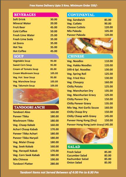 Dilli 6 Menu, Menu for Dilli 6, Sector 15, Noida - Zomato