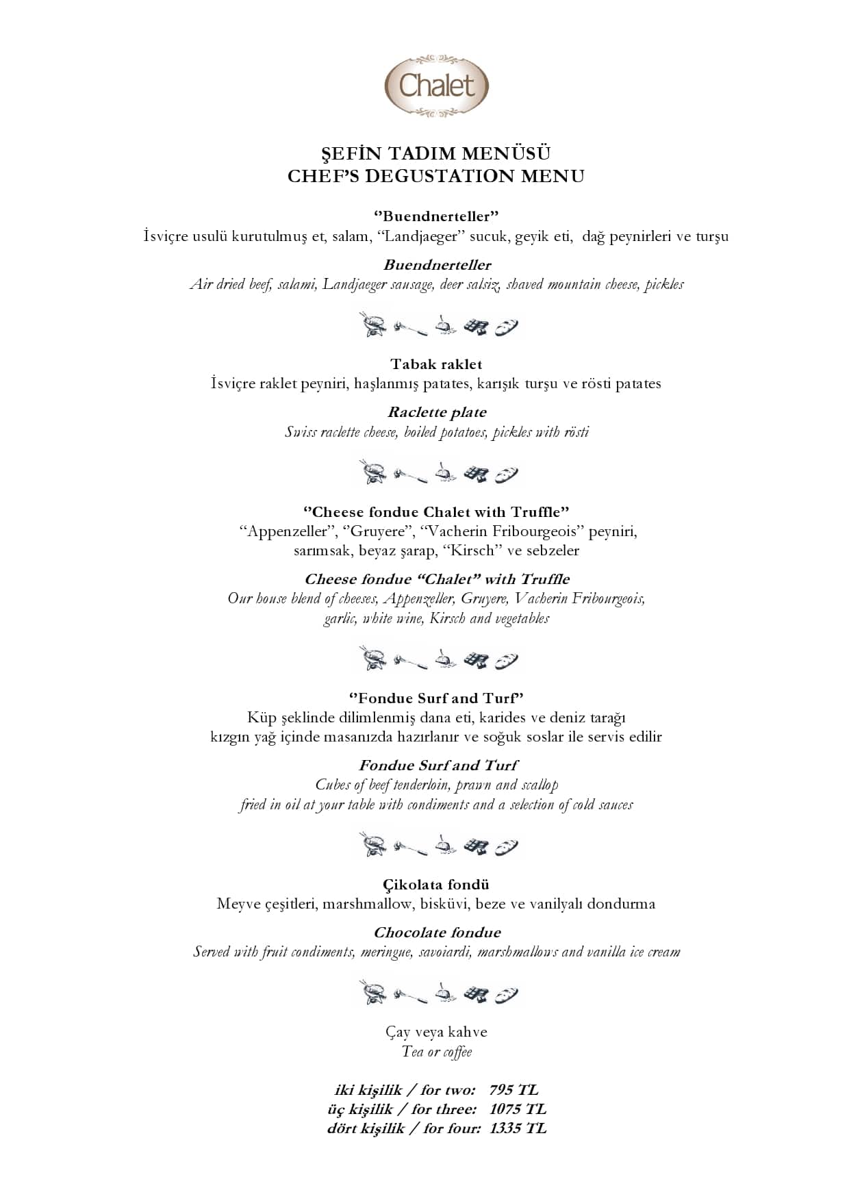 Menu at Chalet & Chalet Garden - Swissotel The Bosphorus, Istanbul ...