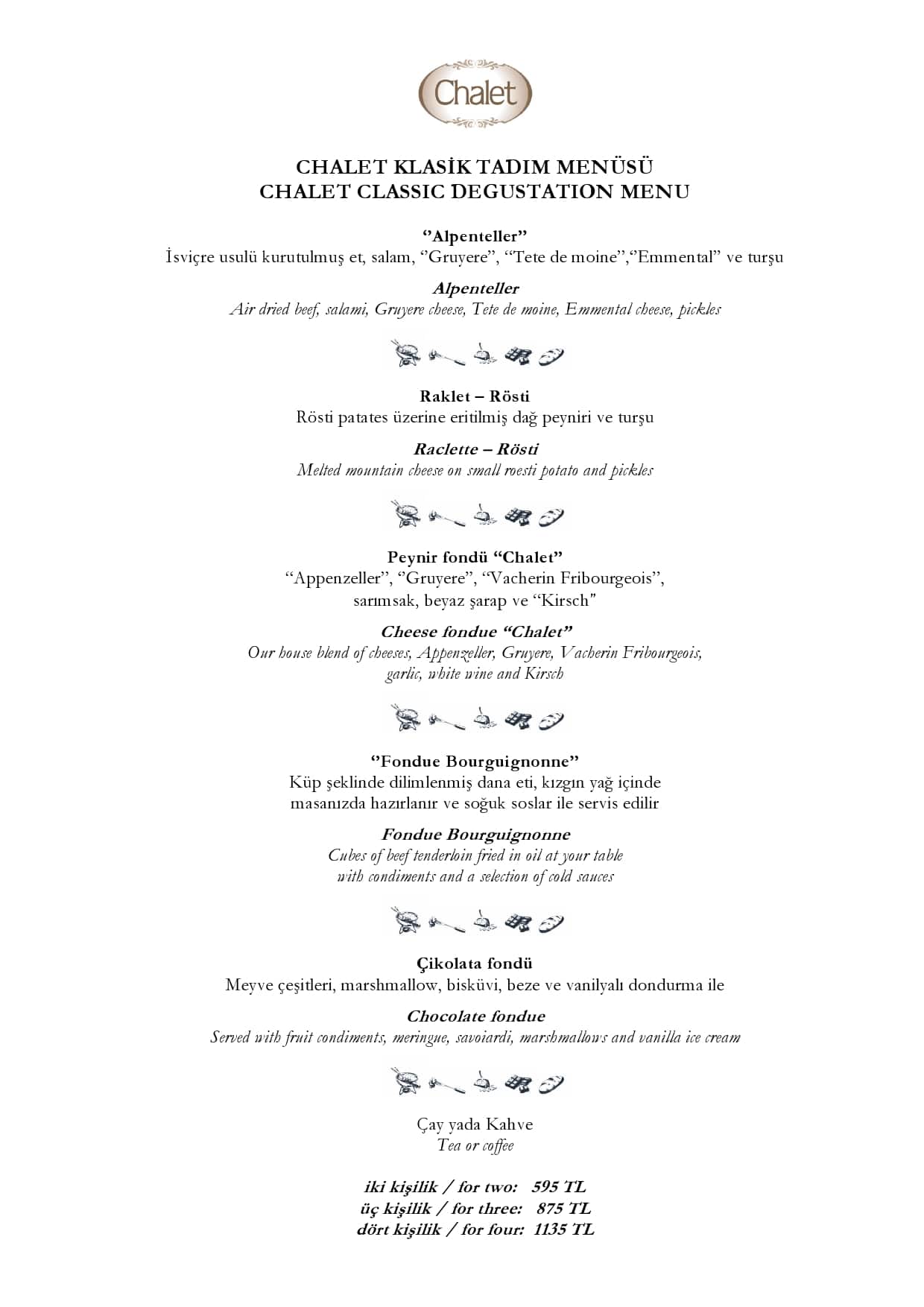 Menu at Chalet & Chalet Garden - Swissotel The Bosphorus, Istanbul ...