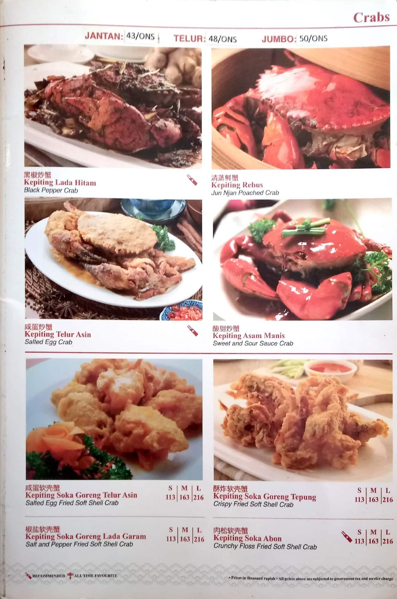 Menu at Jun Njan Restaurant, Jakarta, Jl. Batu Ceper No.69