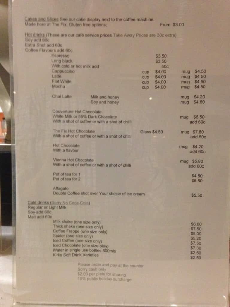 Original Fix Menu, Menu for Original Fix, Merimbula, Merimbula ...