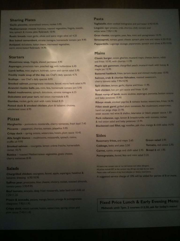 Menu at Prince Of Wales Sheffield pub & bar, Sheffield, 95 Ecclesall Rd S