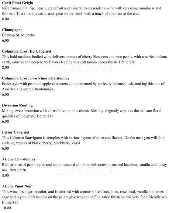 Menu at JJ Mahoney's Irish Pub, Redmond