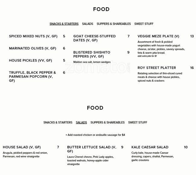 Menu at Solo Bar & Eatery, Seattle