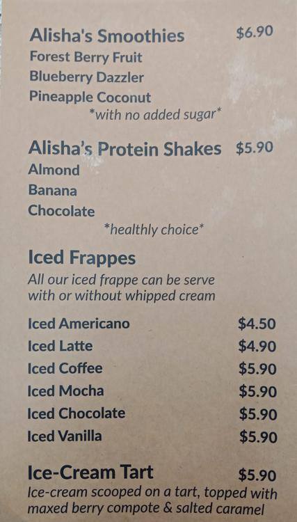 Menu at The Hub Cafe, Auckland, 8 Carr Road