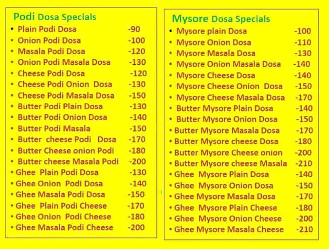 Menu at Shree Sai South indian Hotel (Andhra Mess), Gandhinagar