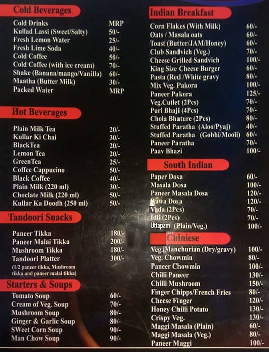 Menu at Shree Krishna Food Junction, Haridwar, Plot 4 Himalayan Colony