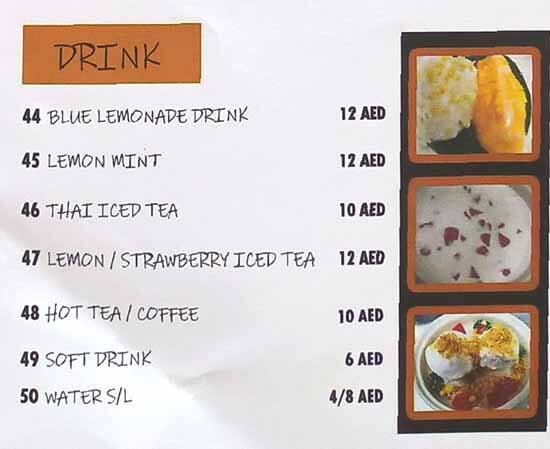 Menu at THAI SABAI RESTAURANT DUBAI, Dubai