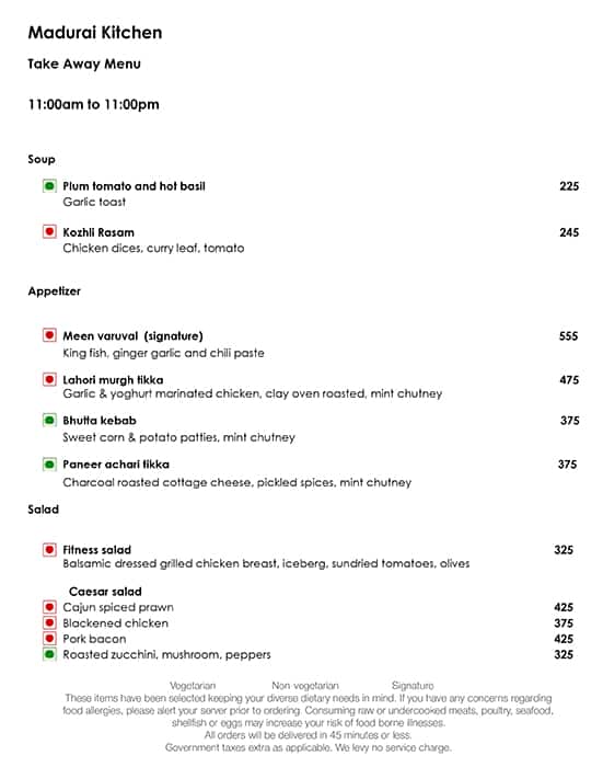Menu of Courtyard By Marriott, KK Nagar, Madurai