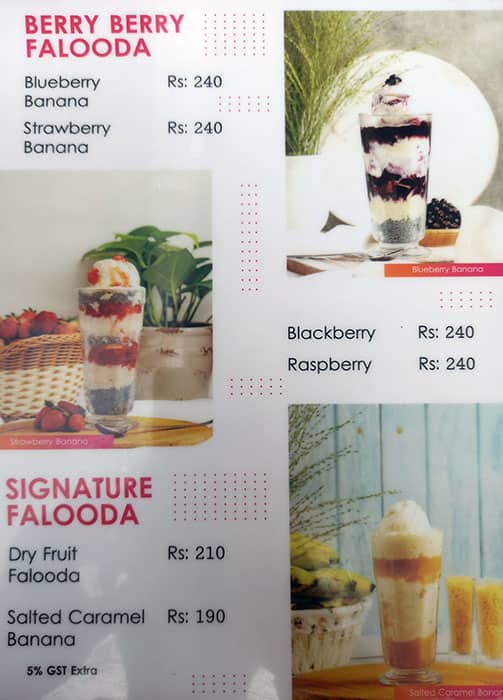 Menu at Fruit Bae, Thiruvananthapuram