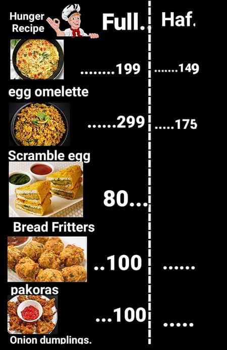 Menu of Hunger Care, Sector 16, Faridabad