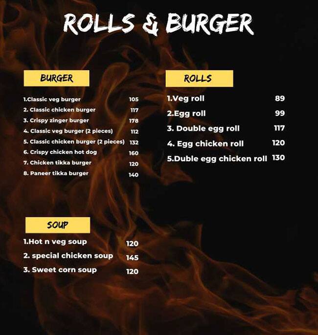 Menu of Gourmet Rolls Burger, Miyapur, Hyderabad