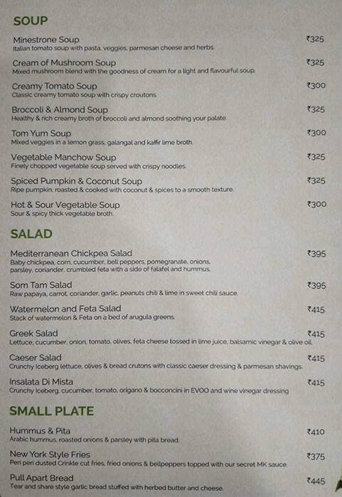 Menu of Meraaki Kitchen, Civil Lines, Jaipur