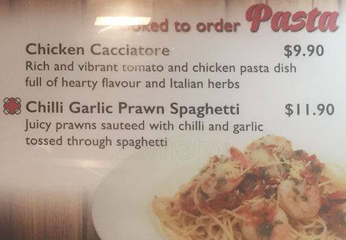 Menu at Tasty Table restaurant, Brisbane City