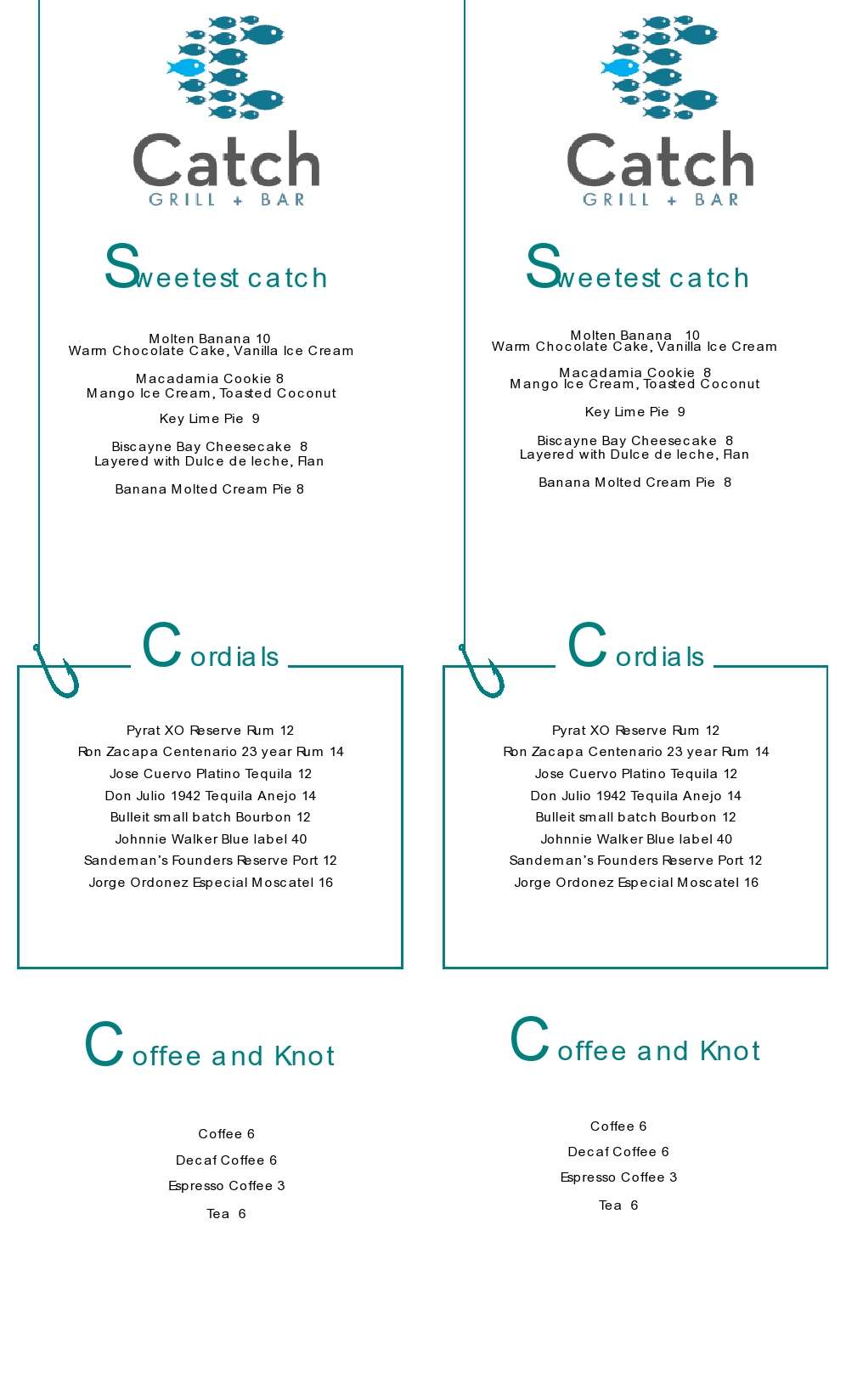 Menu at Catch Grill & Bar, Miami