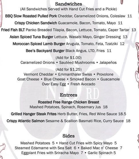 Menu at North Third pub & bar, Philadelphia