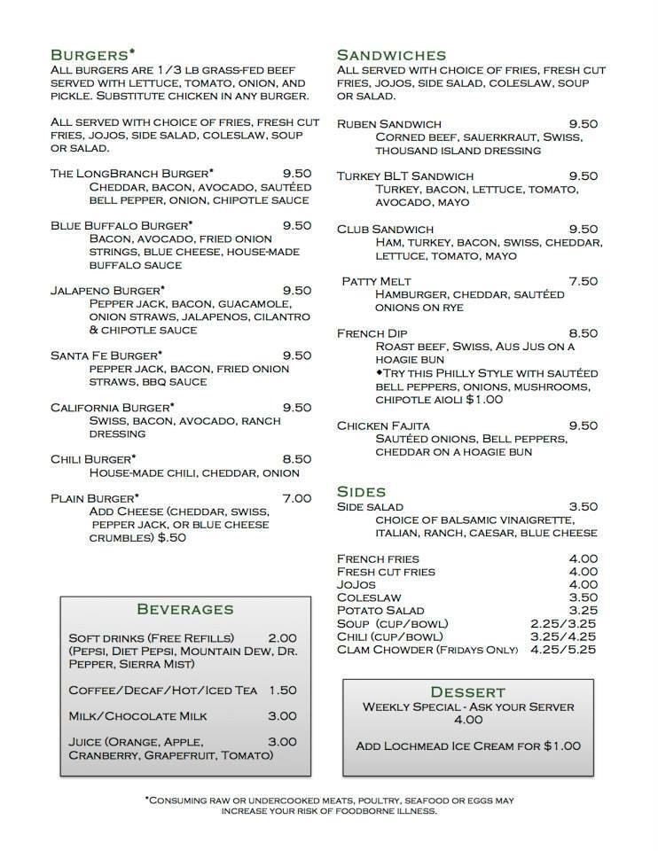 Menu at Longbranch Bar & Grill, Monroe