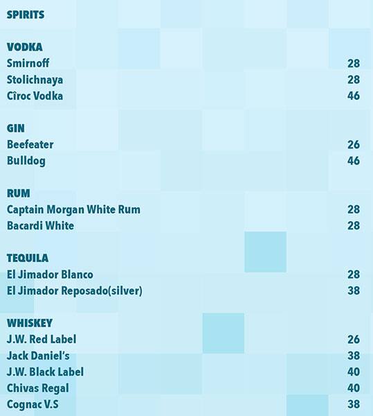 Menu at Pool Bar, Hatta