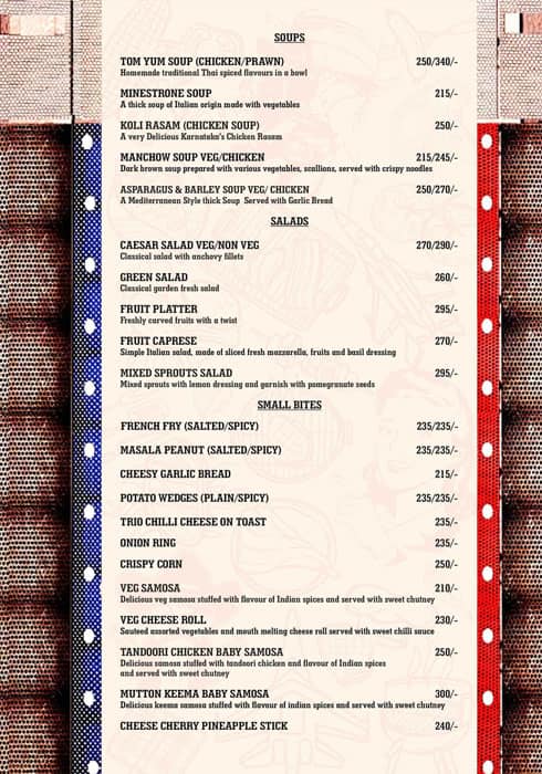 Menu of Jetlag, Rajajinagar, Bangalore