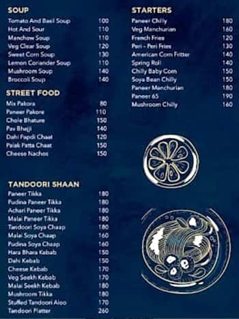 Menu of Modern Thadi, Mansarovar, Jaipur