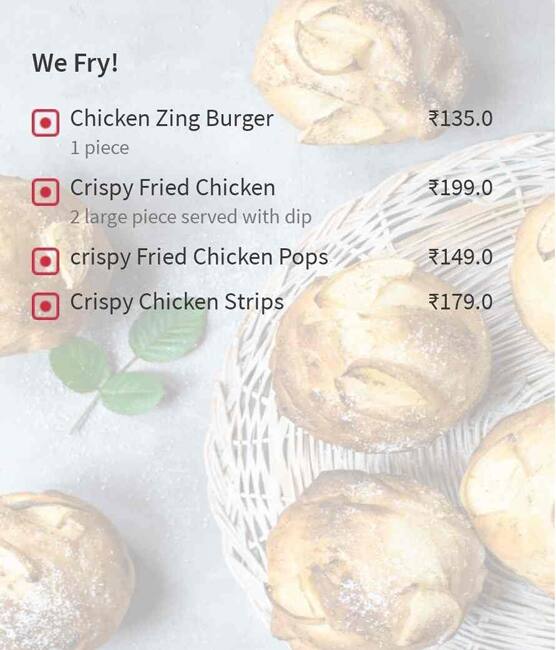 Menu of We Fry!, Barrackpore, Kolkata