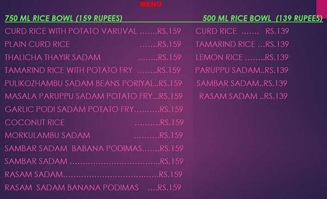 Menu of Siddhu Kitchen, Vandalur, Chennai