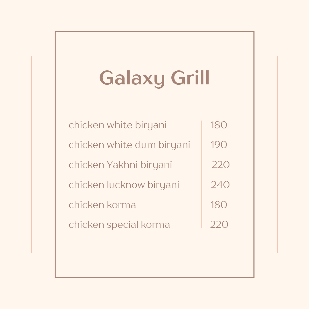 Menu of Galaxy Grill, Byculla, Mumbai