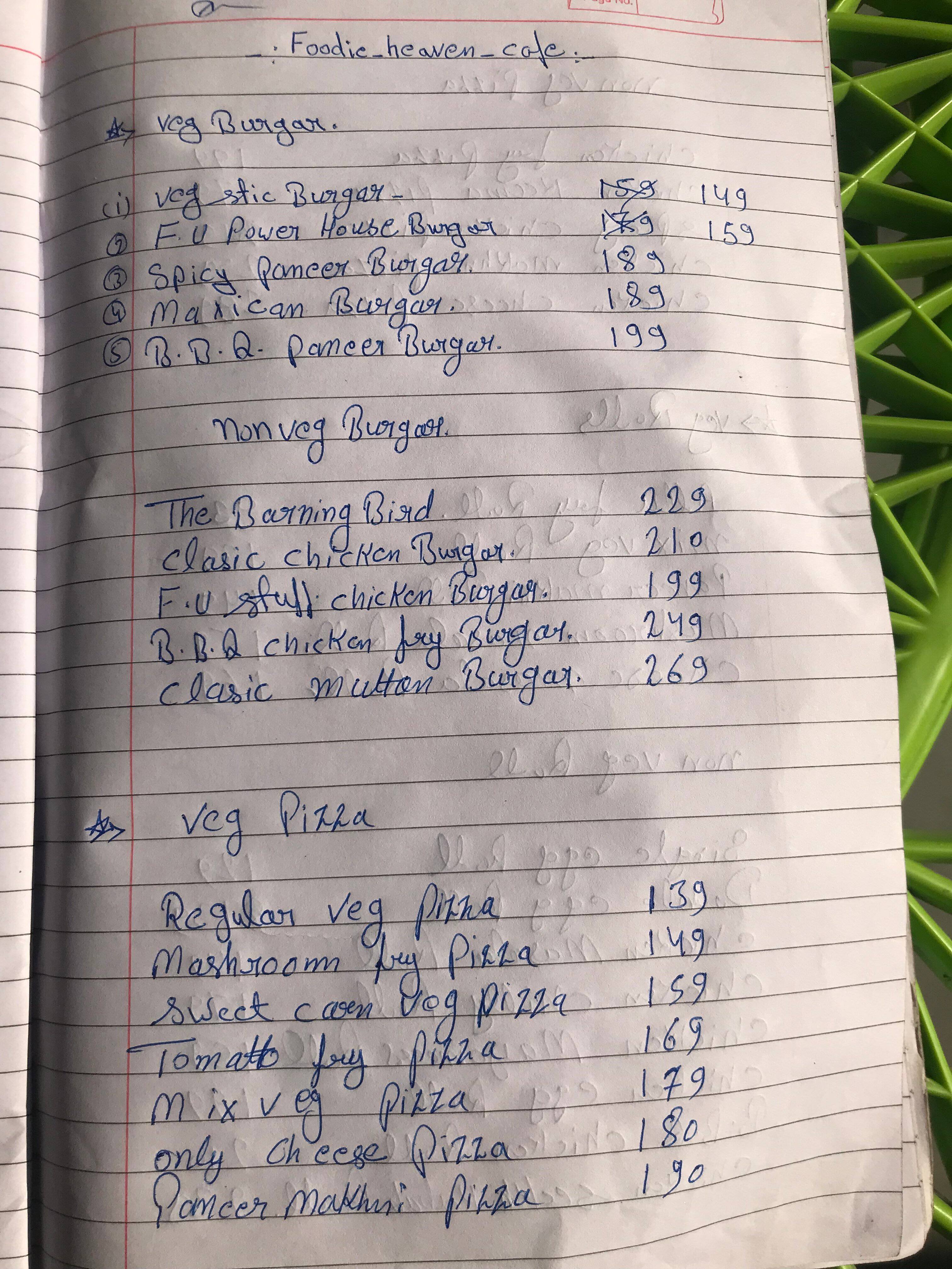 Menu of Foodie Heaven, Sector 144, Noida