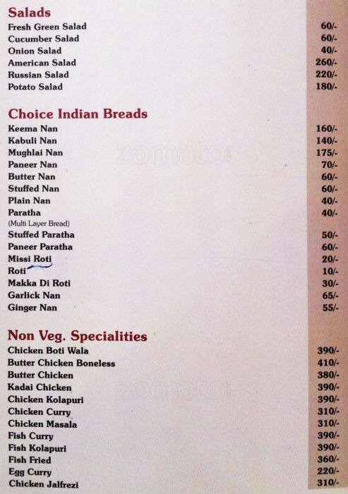 Menu at Namaste India Restaurant, Agra, +PCW