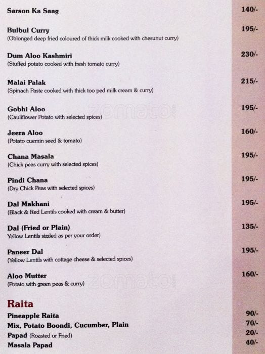 Menu at Namaste India Restaurant, Agra, +PCW