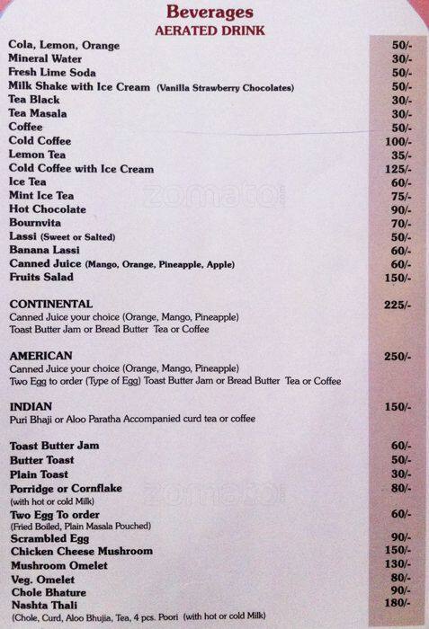 Menu at Namaste India Restaurant, Agra, +PCW